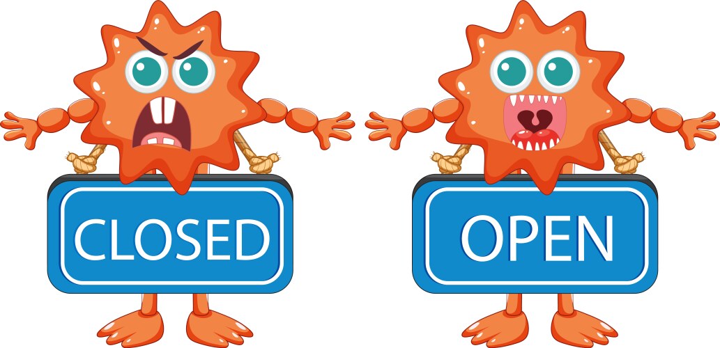 Opposite words with open and close Royalty Free Vector Image