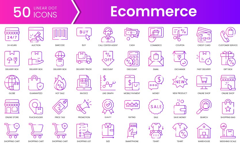 Set of retail icons gradient style icon bundle Vector Image