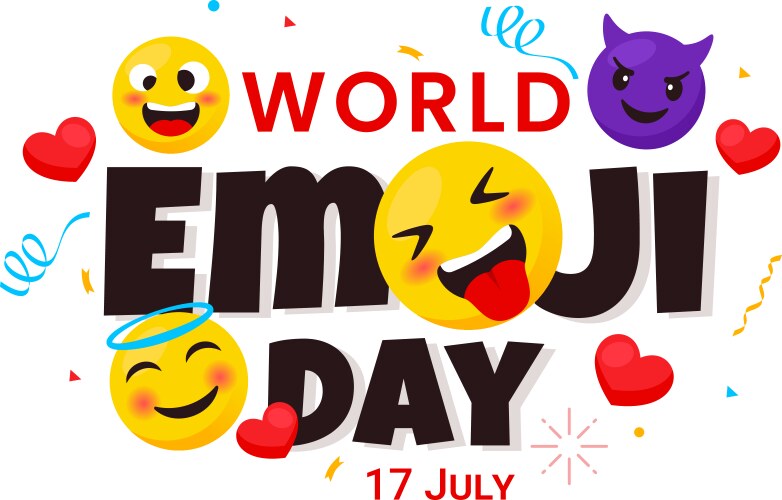World emoji day celebration with events Royalty Free Vector