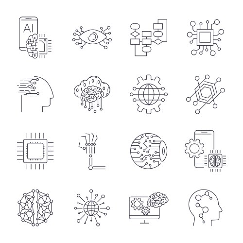 Artificial intelligence signs set Royalty Free Vector Image
