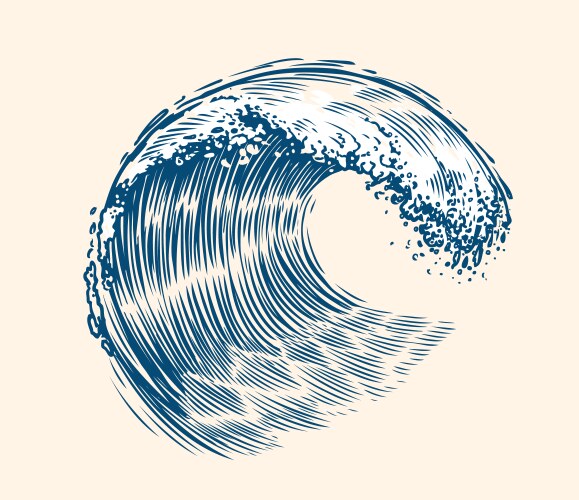 Surfer and big wave surfing Royalty Free Vector Image