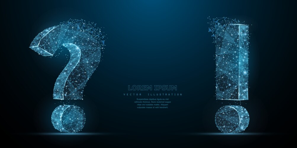 Question mark low poly wireframe mesh looks like Vector Image