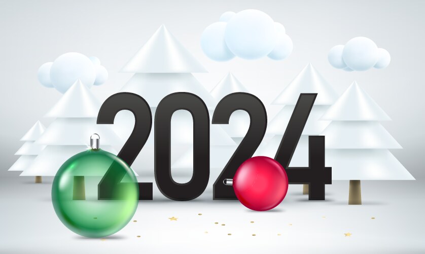 Happy new 2024 year composition with digits Vector Image