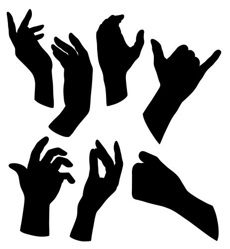 Human hand sign action black silhouette Royalty Free Vector