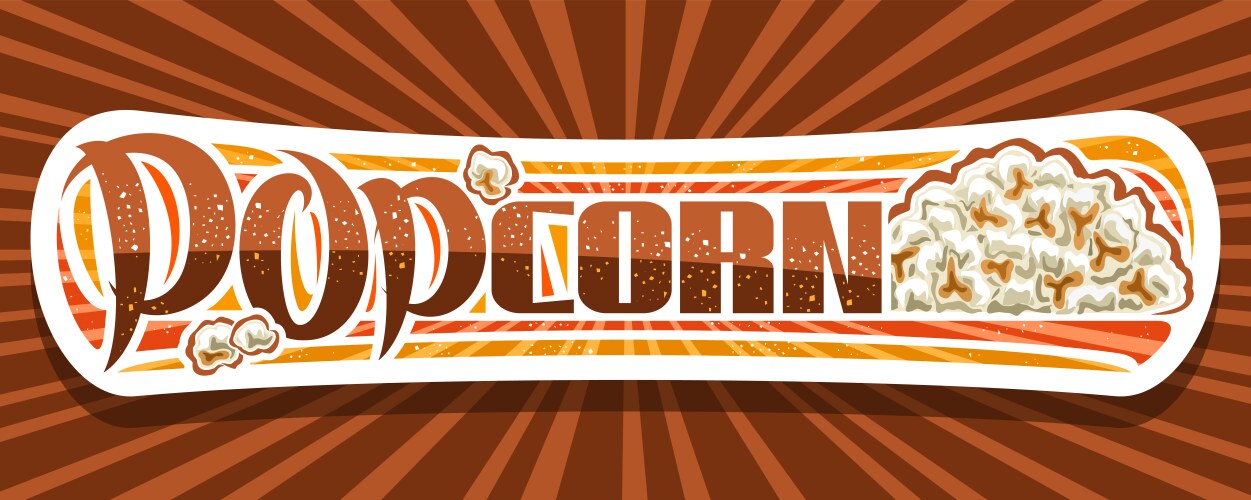 Popcorn label on sunburst background Royalty Free Vector