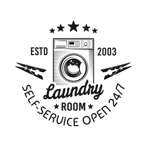 Laundry room label badge logo with hanger Vector Image