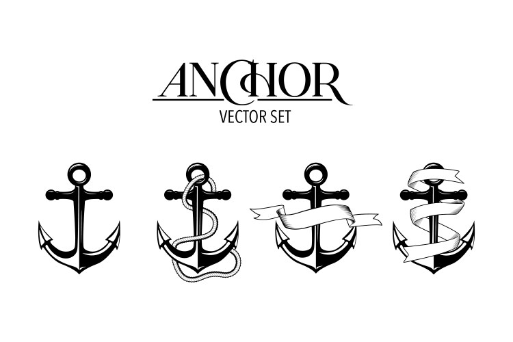 Blue heavy anchor with rope isolated Royalty Free Vector