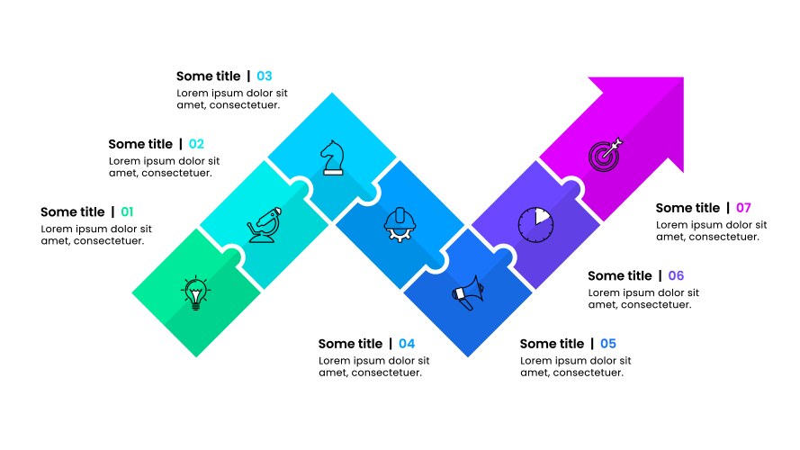 Infographic template line with circles and 7 steps