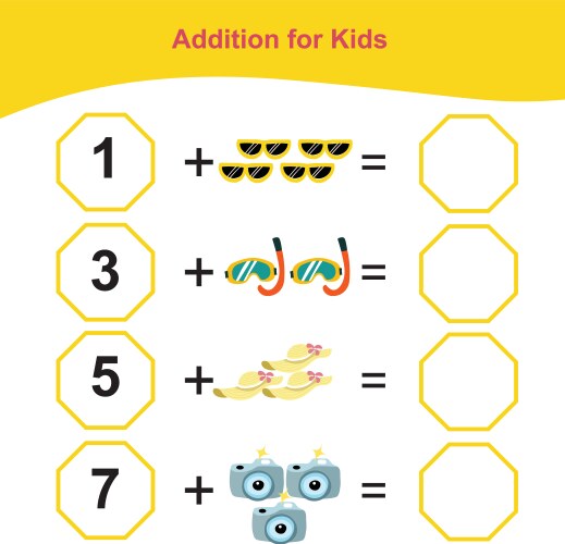 Multiplication for kids worksheet Royalty Free Vector Image