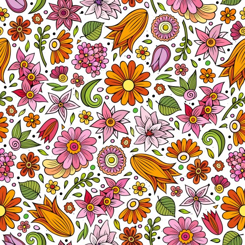 Pattern with cartoon flowers Royalty Free Vector Image
