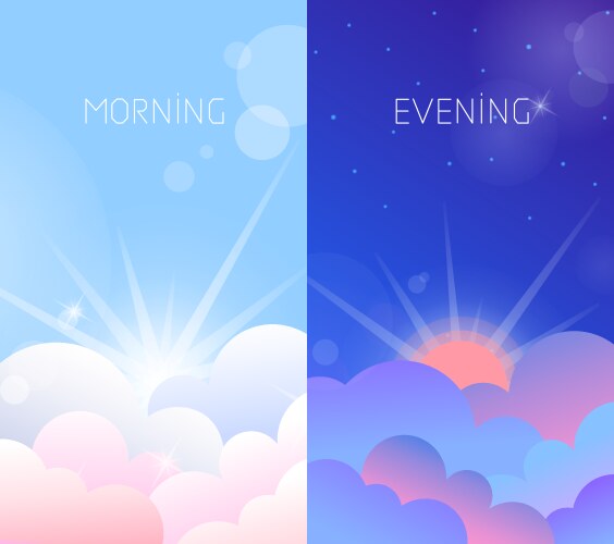 Morning day evening and night sky Royalty Free Vector Image