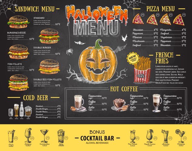 Halloween menu template Royalty Free Vector Image