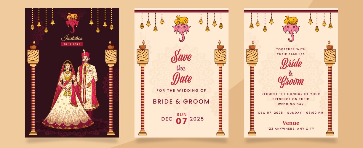 Wedding invitation template layout Royalty Free Vector Image