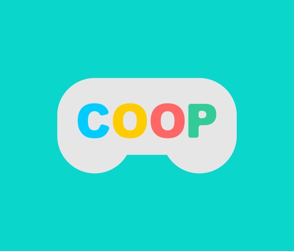 Cooperative game sign coop logo video Royalty Free Vector