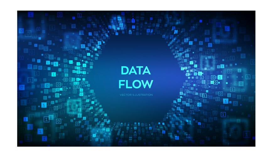 Data flow binary data flow tunnel virtual tunnel Vector Image