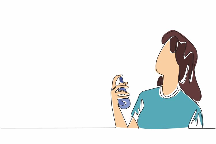 Single one line drawing woman doing perfume Vector Image