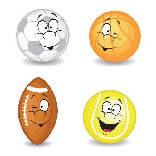 Cartoon isolated sport balls characters Royalty Free Vector