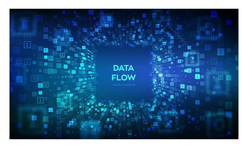 Data flow binary tunnel virtual Royalty Free Vector Image