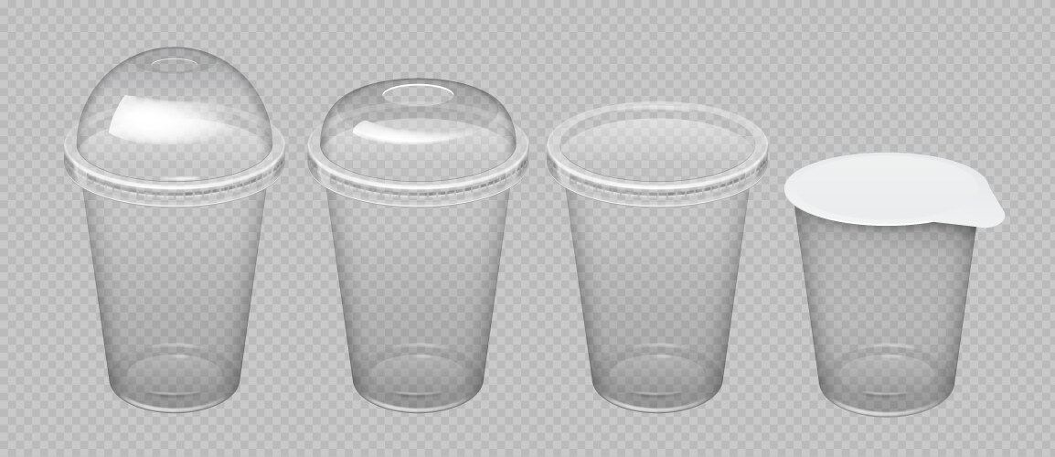 Plastic cup realistic transparent disposable cups Vector Image