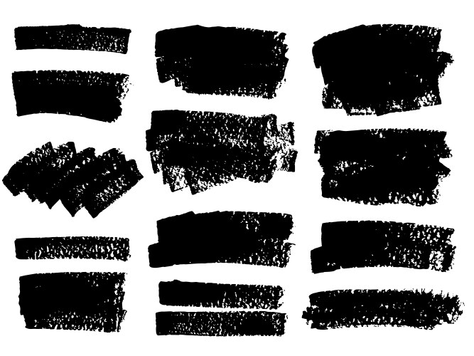Black paint brush stroke set ink strokes Vector Image