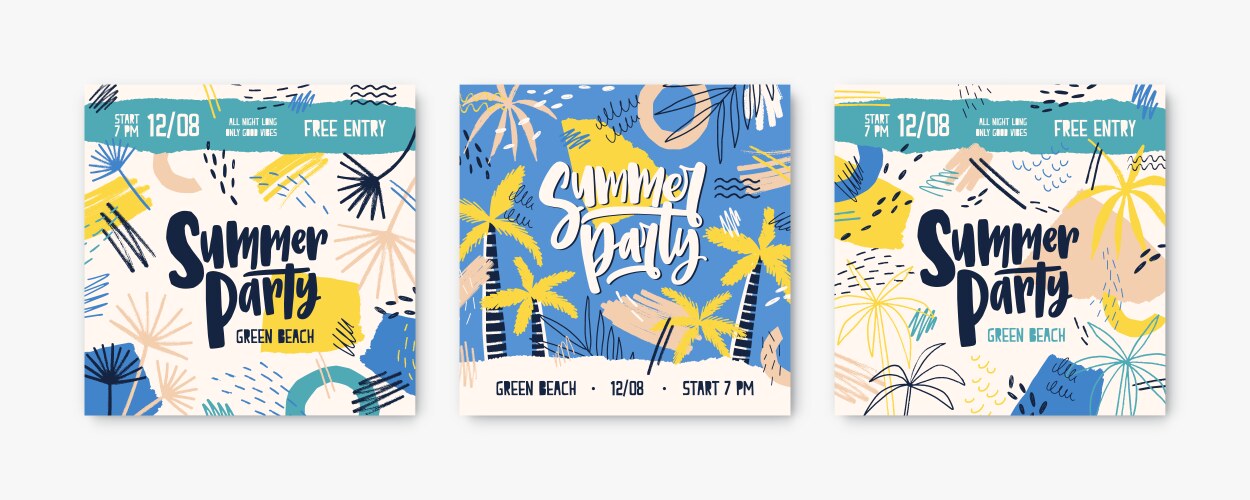 Summer festival banner templates set Royalty Free Vector