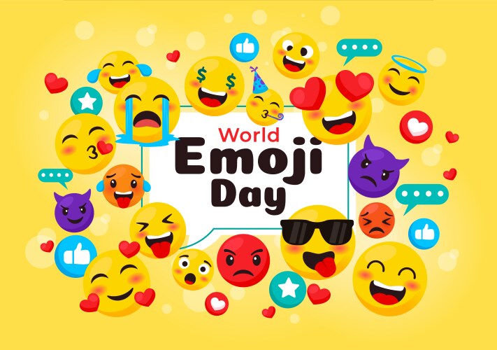 World emoji day celebration with events Royalty Free Vector