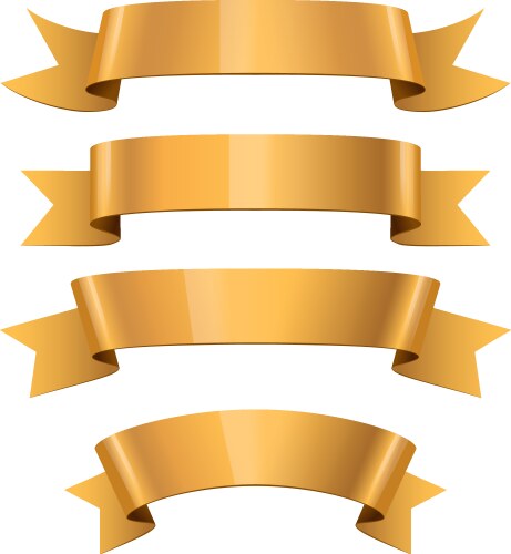 Gold glossy ribbons on a white background Vector Image
