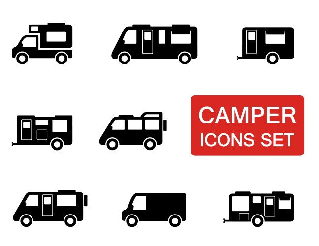 Camper van icons Royalty Free Vector Image - VectorStock