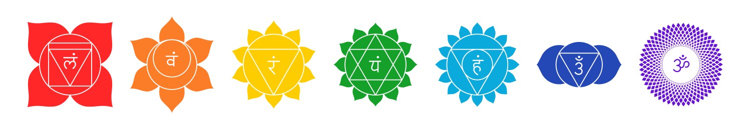 Chakra set line art symbols meditation Royalty Free Vector