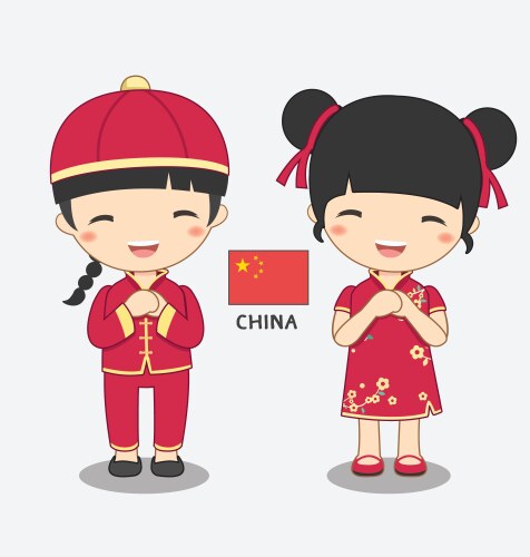 Chinese market stall with paper lanterns Vector Image