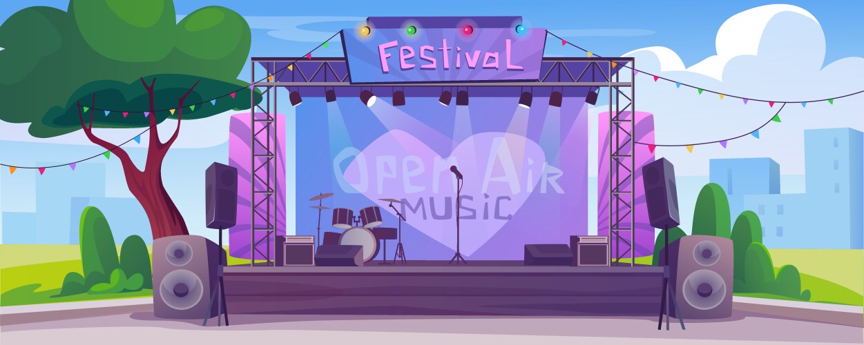 Festival announcement poster lettering on stage Vector Image