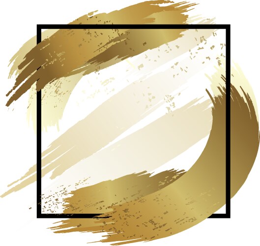 Blue watercolor with gold line frame on white Vector Image