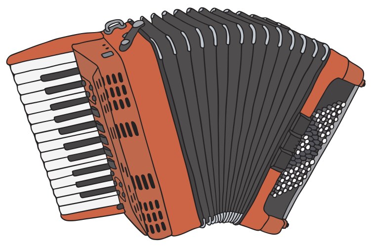 Happy accordion player in the national costume Vector Image