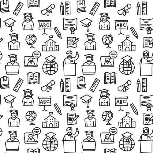 Graduation cap diploma scrolls seamless pattern Vector Image