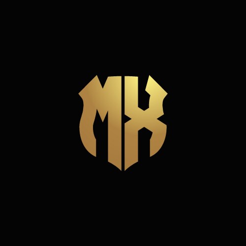Ms logo monogram with gold colors and shield Vector Image