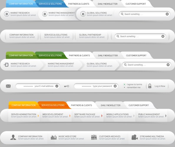 Web site menu navigation Royalty Free Vector Image