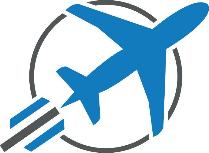 Logo icon airplane flying around earth Royalty Free Vector