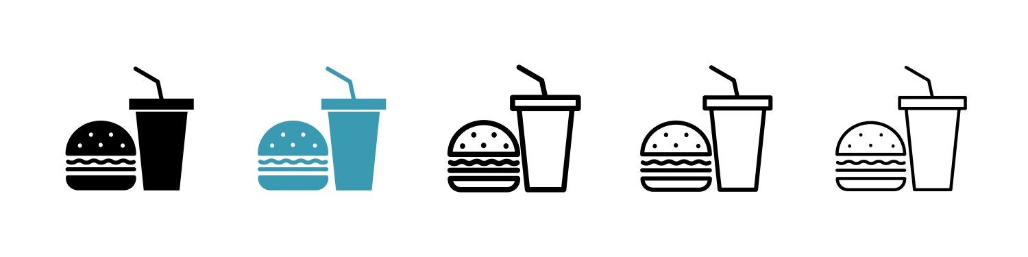 Hamburger soda icon set junk food symbol fast Vector Image