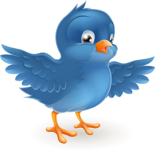 Cute blue bird cartoon Royalty Free Vector Image