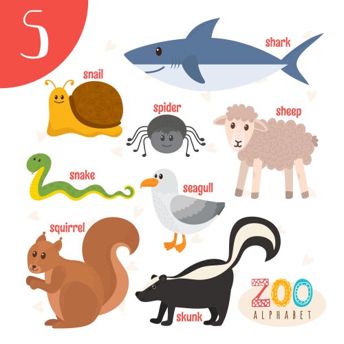 Zoo alphabet with funny animals q r s t letters Vector Image