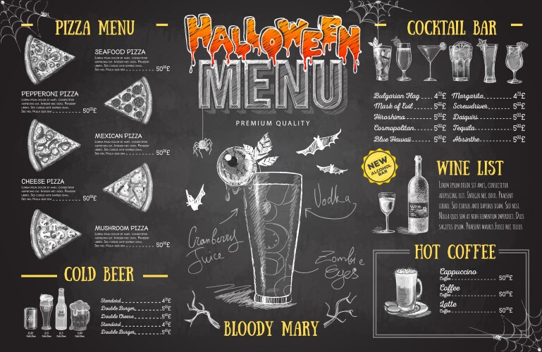 Halloween menu template Royalty Free Vector Image