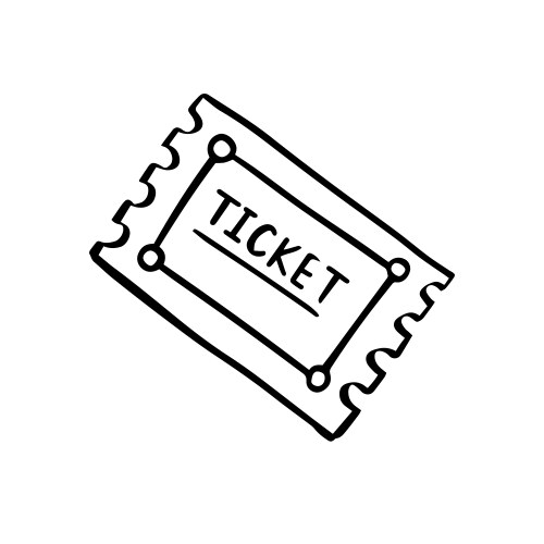 Doodle single hand drawn ticket isolated drawing Vector Image