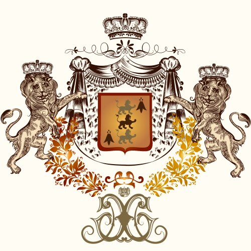 Heraldic design with coat of arms griffin lion Vector Image