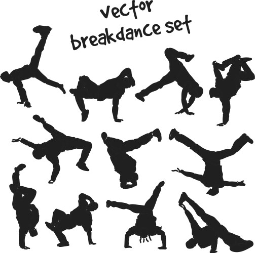 Break-dancers set Royalty Free Vector Image - VectorStock