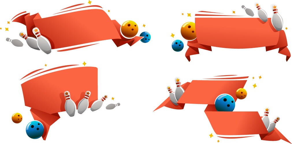 Set of colored bowling and pin Royalty Free Vector Image