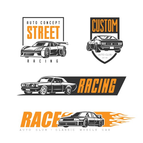 Set of car emblems street racing Royalty Free Vector Image