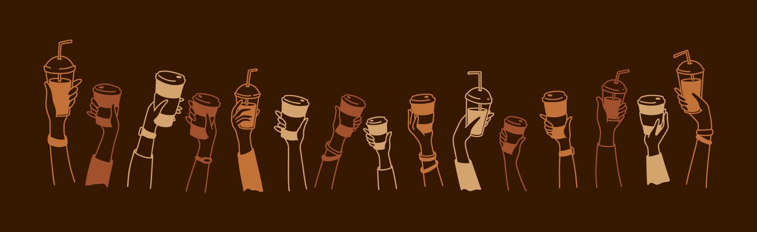 Coffee shop chalkboard design doodle hands up Vector Image