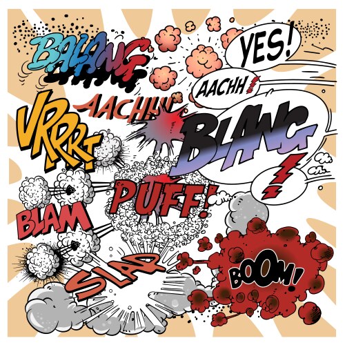 Bomb explosion comic style templates Royalty Free Vector