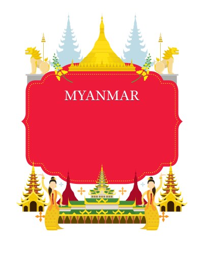 Myanmar travel attraction label Royalty Free Vector Image