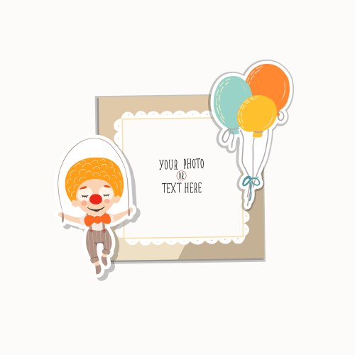 Cute happy birthday border cat photo frame Vector Image